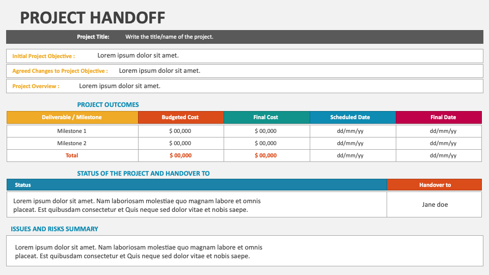 Project Handoff Template for Google Slides and PowerPoint - PPT Slides