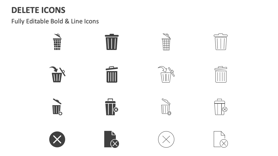 Delete Icons for Google Slides and PowerPoint