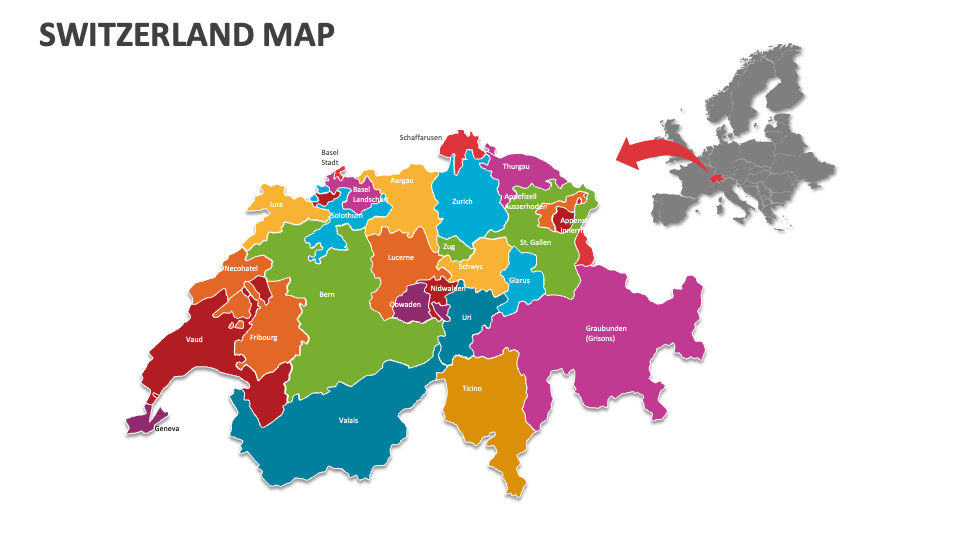 Switzerland Map for Google Slides and PowerPoint - PPT Slides