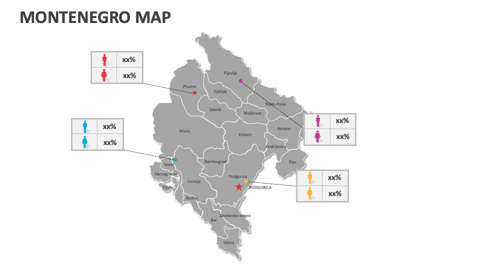 Montenegro Map for Google Slides and PowerPoint - PPT Slides