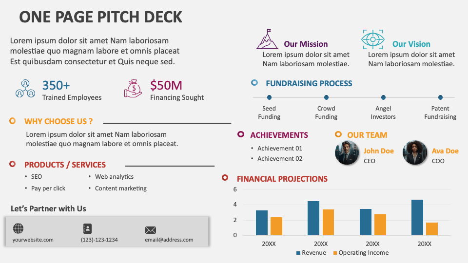 One Page Pitch Deck for Google Slides and PowerPoint - PPT Slides