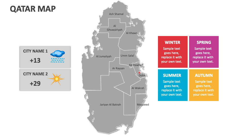 Qatar Map for Google Slides and PowerPoint - PPT Slides