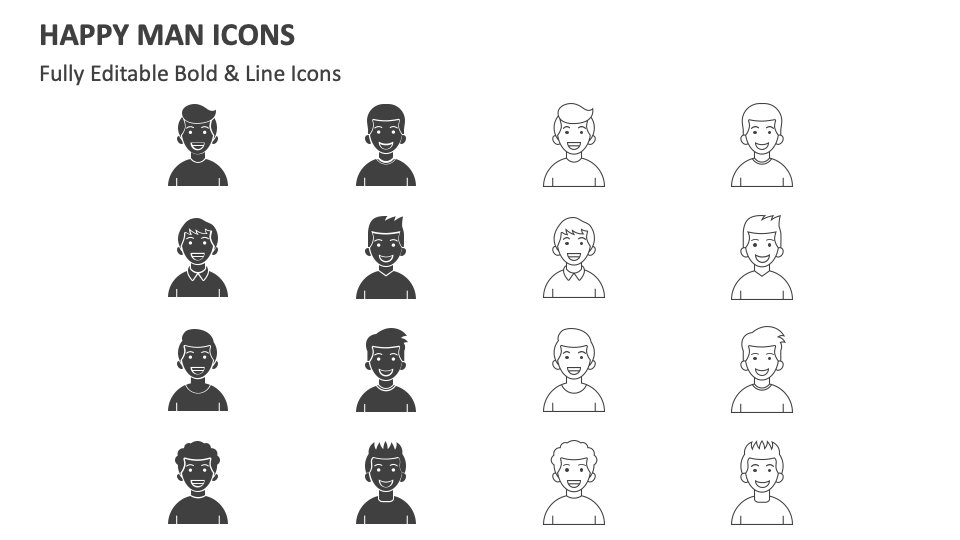 Happy Man Icons for PowerPoint and Google Slides - PPT Slides