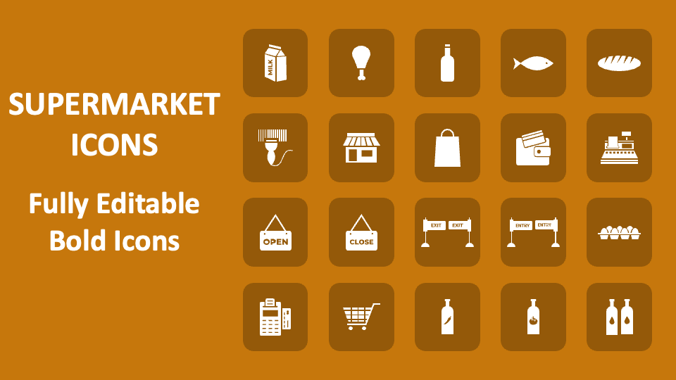 Supermarket Icons for Google Slides and PowerPoint