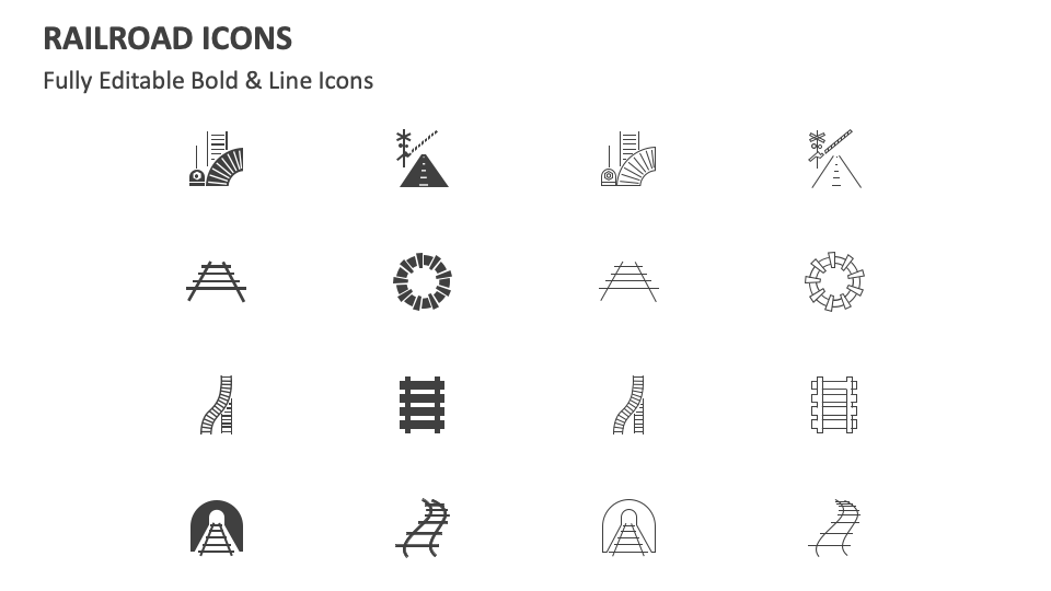 Railroad Icons for Google Slides and PowerPoint