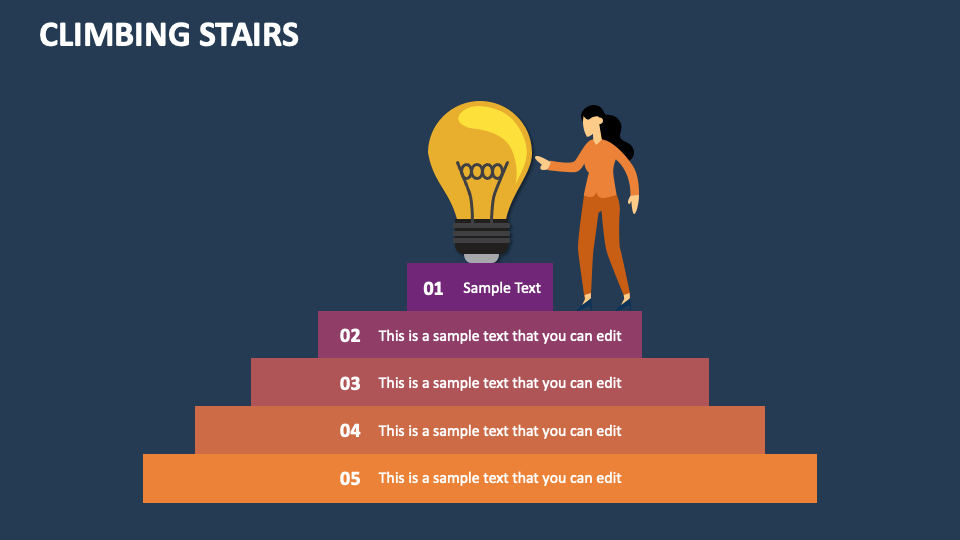 Climbing Stairs PowerPoint and Google Slides Template - PPT Slides