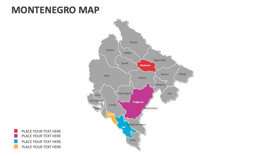 Montenegro Map for Google Slides and PowerPoint - PPT Slides