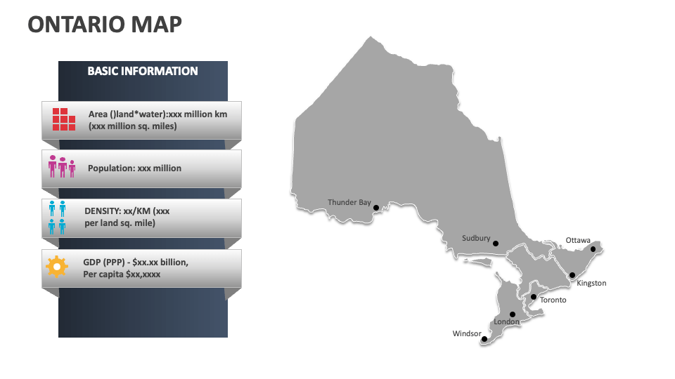 Ontario Map for Google Slides and PowerPoint - PPT Slides
