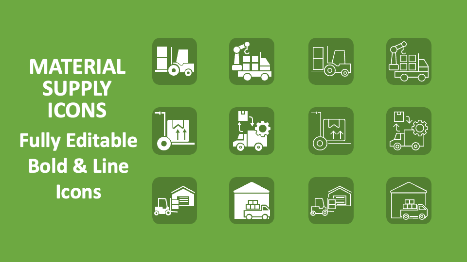 Material Supply Icons for PowerPoint and Google Slides - PPT Slides