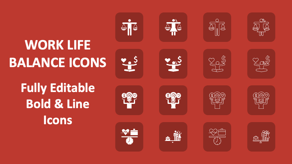 Work Life Balance Icons for Google Slides and PowerPoint