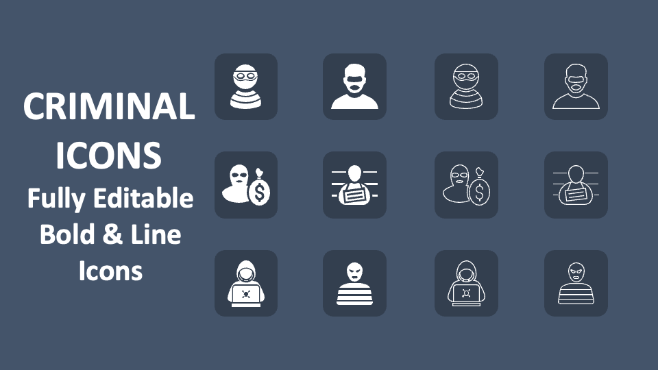 Criminal Icons for Google Slides and PowerPoint