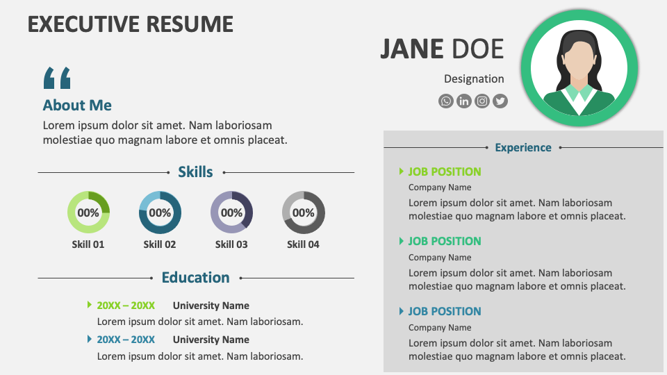 Executive Resume Template for Google Slides and PowerPoint - PPT Slides