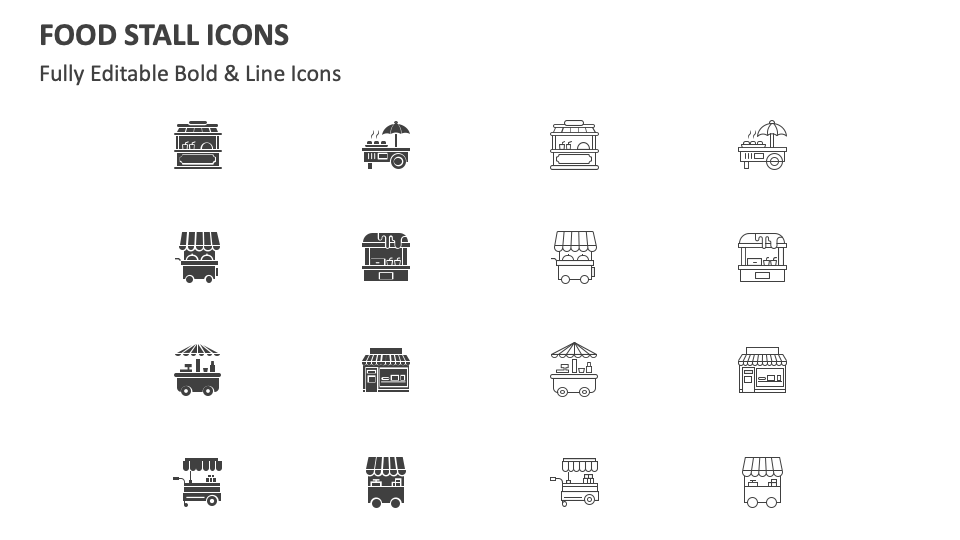 Food Stall Icons for Google Slides and PowerPoint