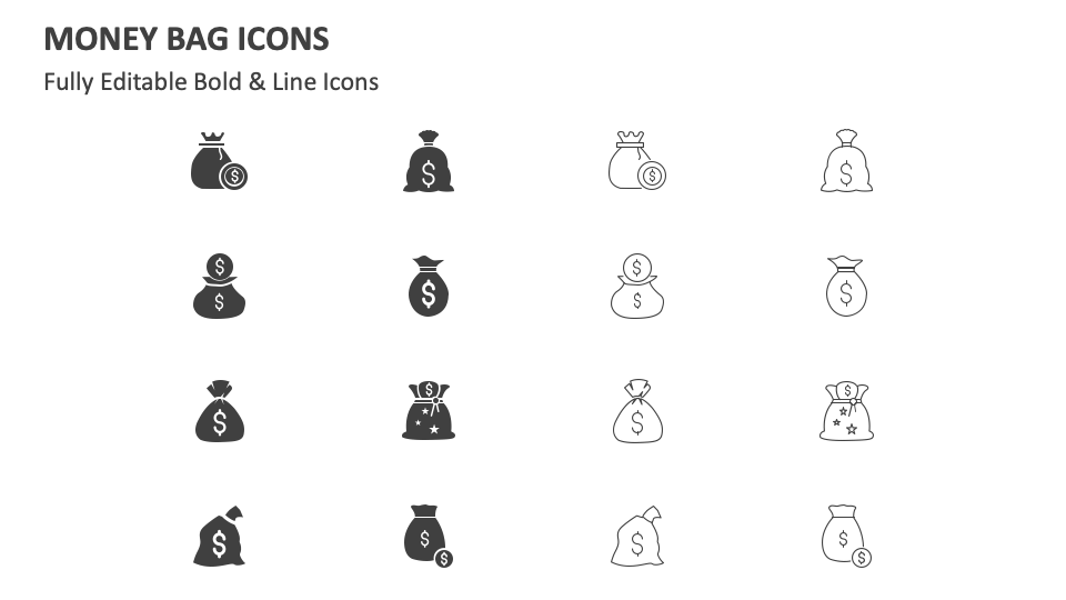 Money Bag Icons for Google Slides and PowerPoint