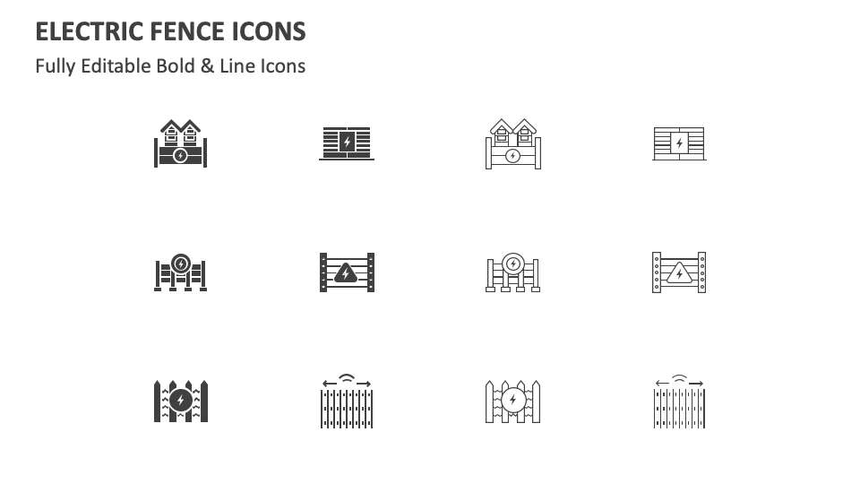 Electric Fence Icons for Google Slides and PowerPoint
