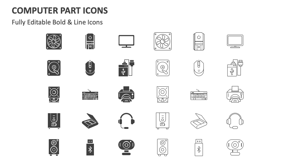 Computer Part Icons for Google Slides and PowerPoint