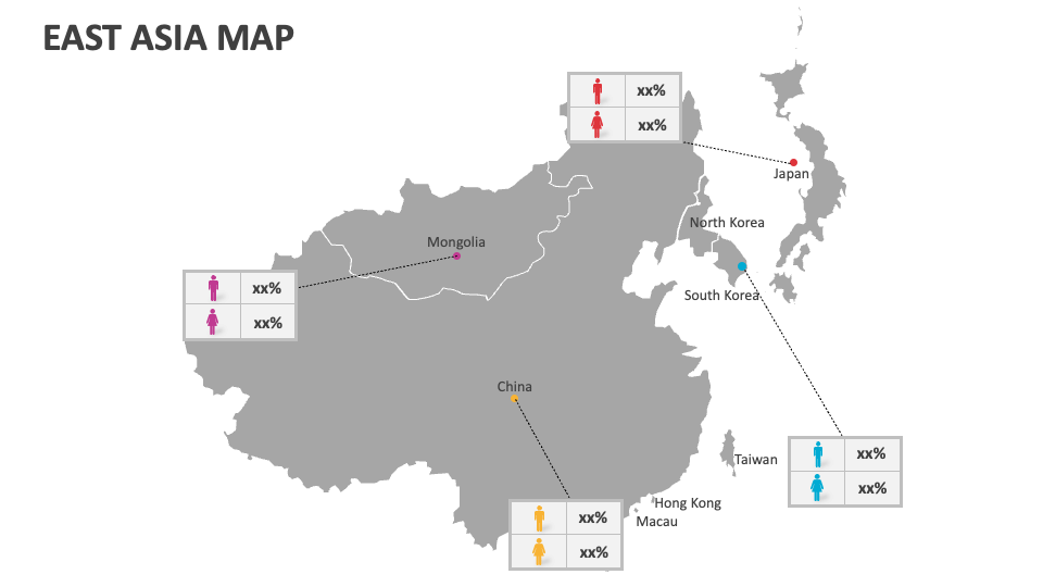 East Asia Map for Google Slides and PowerPoint - PPT Slides