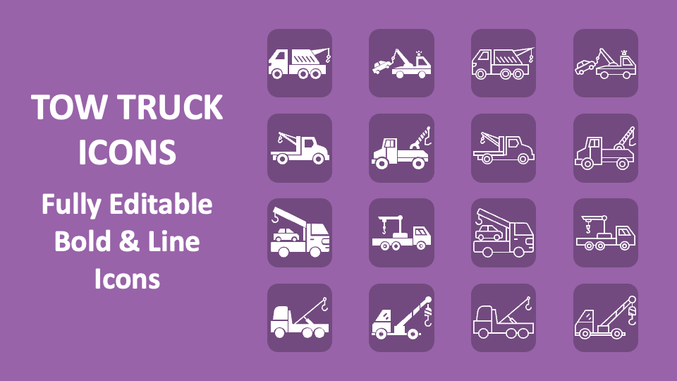 Tow Truck Icons for Google Slides and PowerPoint