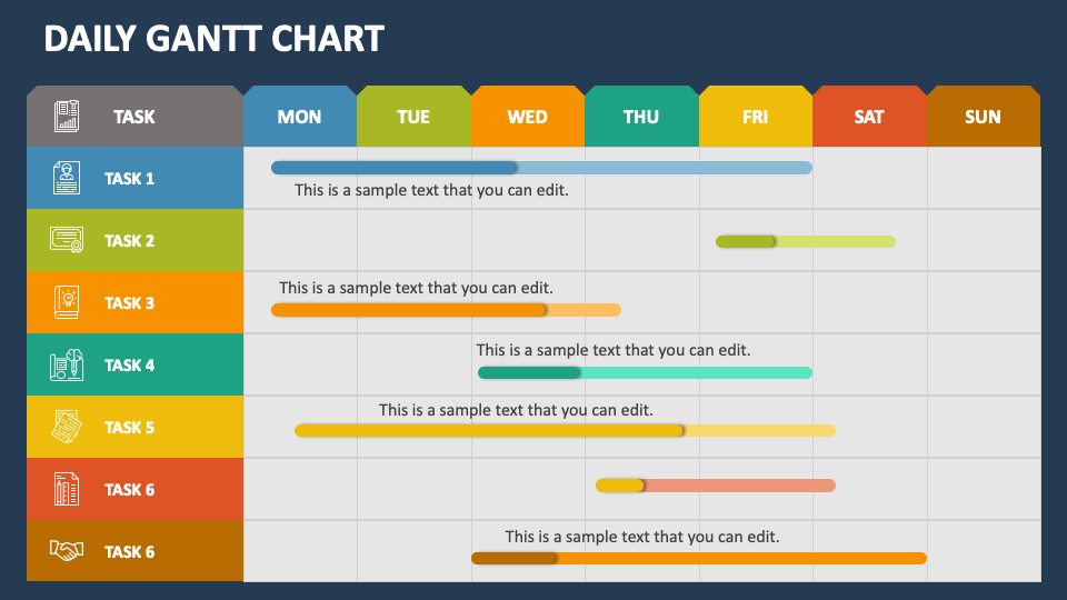 Daily Gantt Chart PowerPoint and Google Slides Template - PPT Slides