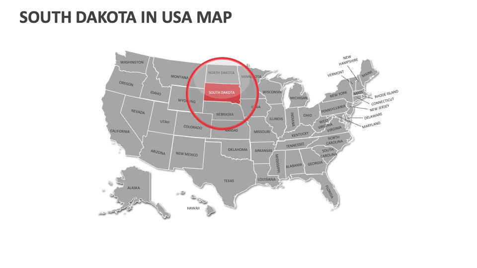 South Dakota Map for Google Slides and PowerPoint - PPT Slides