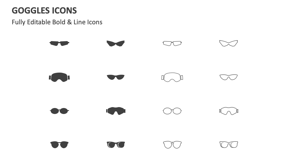 Goggles Icons for Google Slides and PowerPoint