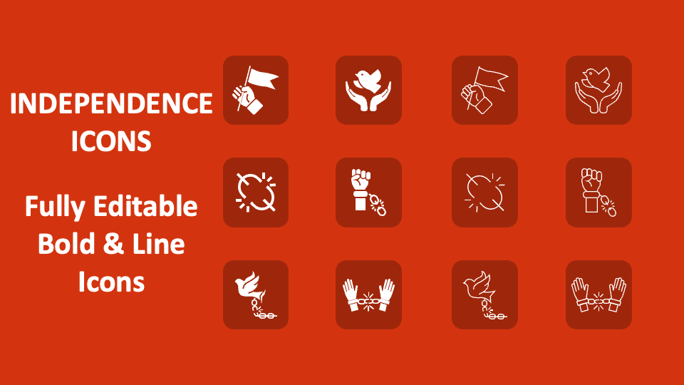 Independence Icons for Google Slides and PowerPoint