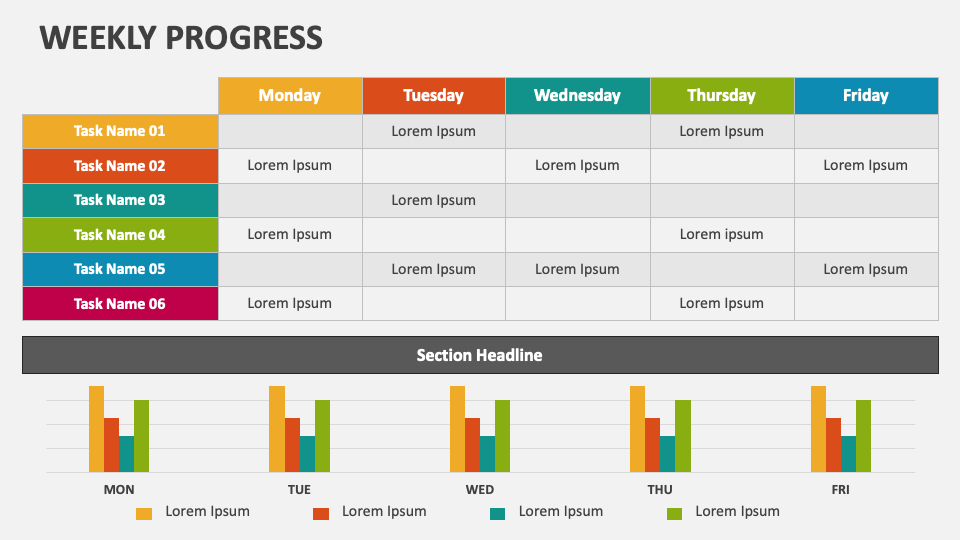 Weekly Progress Template for Google Slides and PowerPoint - PPT Slides