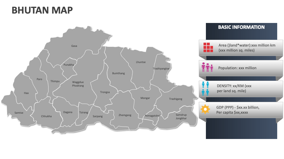 Bhutan map for Google Slides and PowerPoint - PPT Slides