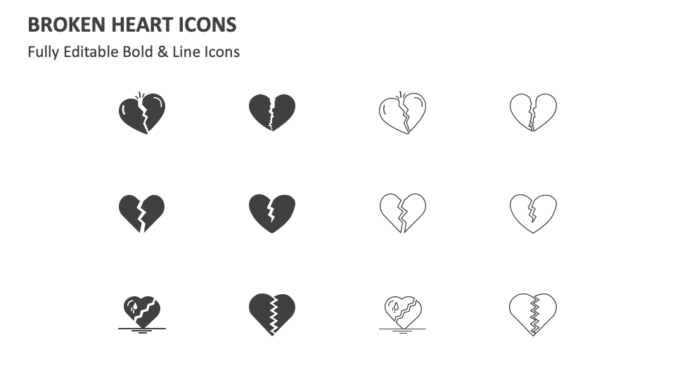 Broken Heart Icons for PowerPoint and Google Slides - PPT Slides